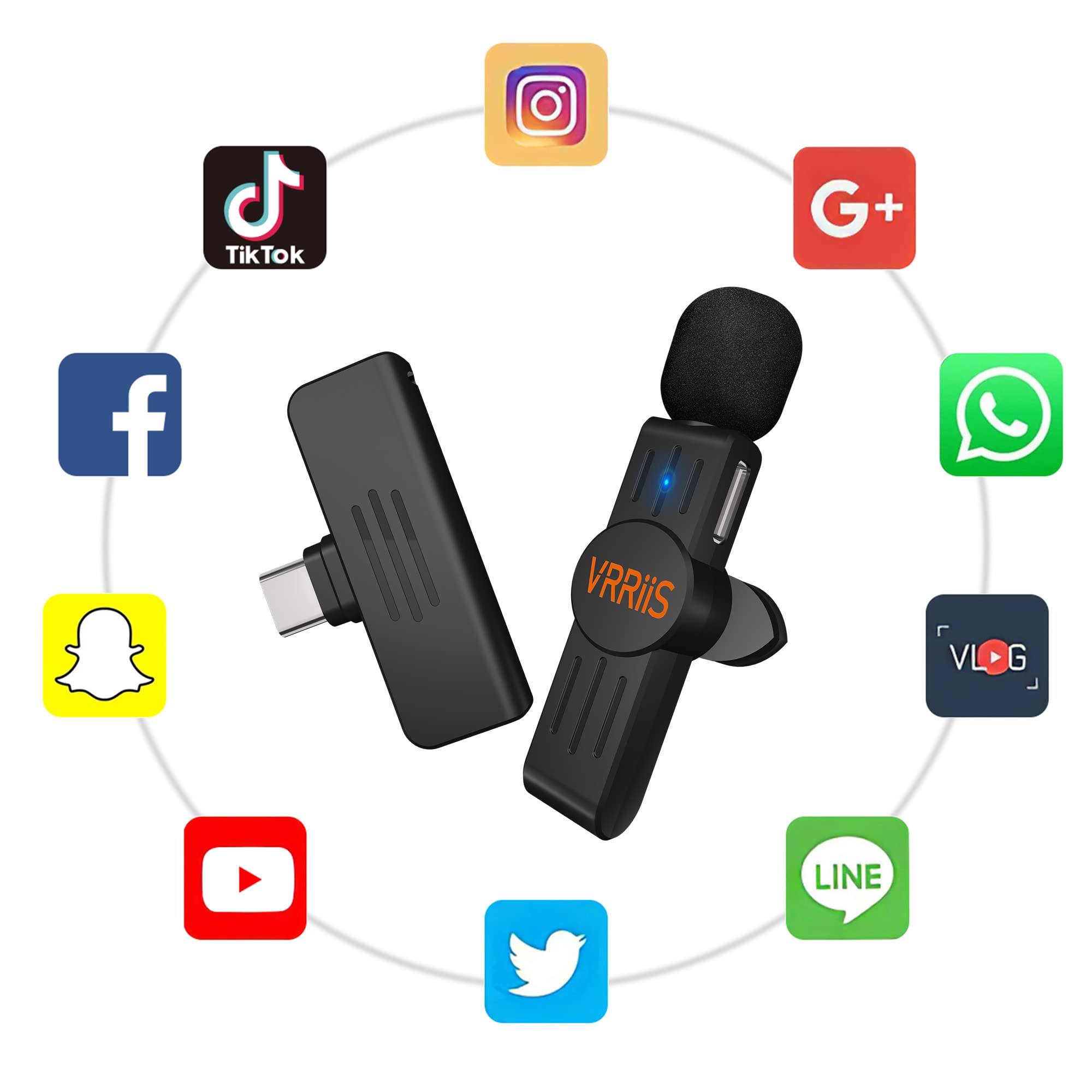 BovBox Wireless lavalier Microphone (USB-C), Plug-Play Lapel Microphone, for TikTok, YouTube, Facebook Live Stream, Noise Reduction Auto-Sync (NO APP or Bluetooth Needed