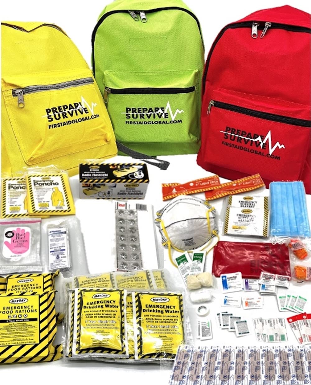 Emergency Preparedness Backpack for 2 Persons by PrepareSurvive (Lime)