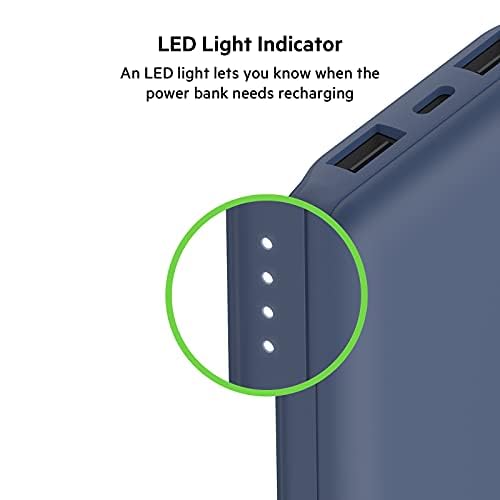 Belkin BoostCharge USB-C Portable Charger 10K Power Bank w/ 1 USB-C Port and 2 USB-A Ports & Included USB-C to USB-A Cable for iPhone 15, 15 Plus, 15 Pro, 15 Pro Max, Samsung Galaxy S24 & More - Blue