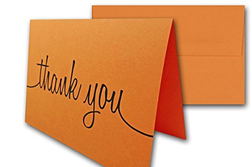CutCardStock Thank You Note Cards & Envelopes - 25 cards and envelopes (Orange Fizz (Orange))
