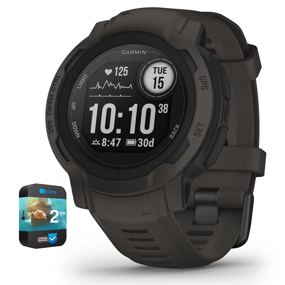 Garmin 010-02563-10 Instinct 2S Rugged Outdoor Smartwatch Graphite Bundle with Premium 2YR CPS Enhanced Protection Pack