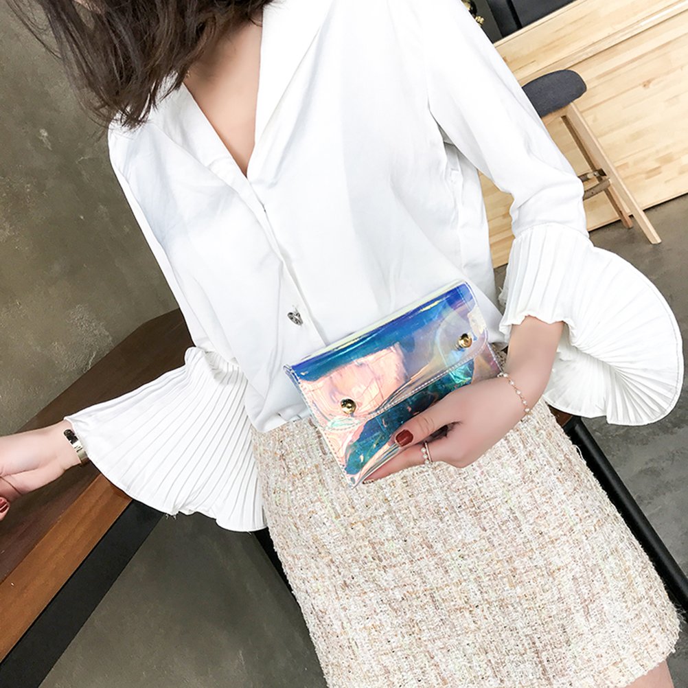 LUOEM Waist Bags Shiny PU Leather Hologram Shoulder Bag Cross-body Chest Bag for Women