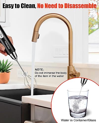 ODIFORGO Milk Frother Handheld, USB Rechargeable Electric Whisk 3 Speed Adjustable, Coffee Frother Wand with 3 Stainless Whisks, Egg Beater, Drink Mixer Blender for Coffee Latte Cappuccino Matcha