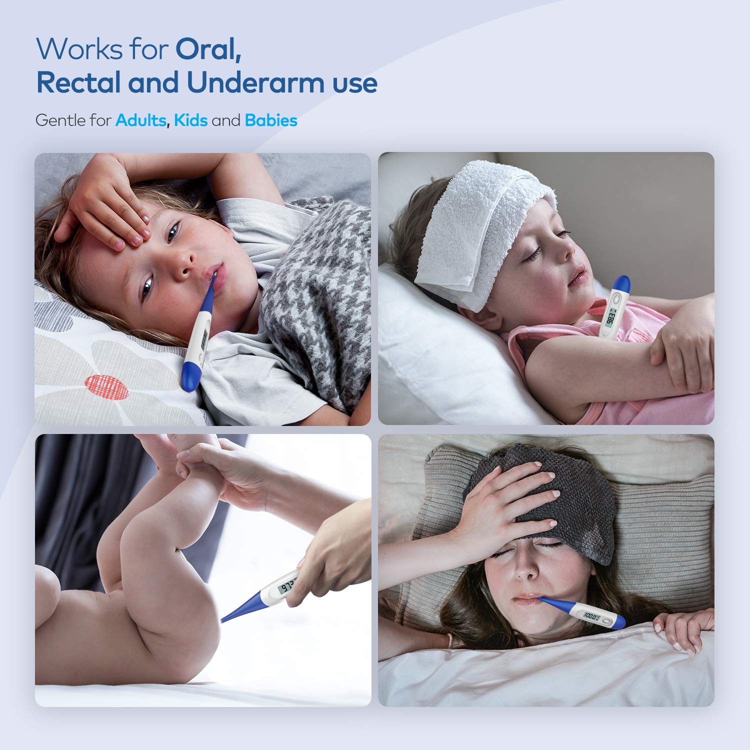 Boncare Thermometer for Adults, Digital Oral Thermometer for Fever, Basal Thermometer with 10 Seconds Fast Reading
