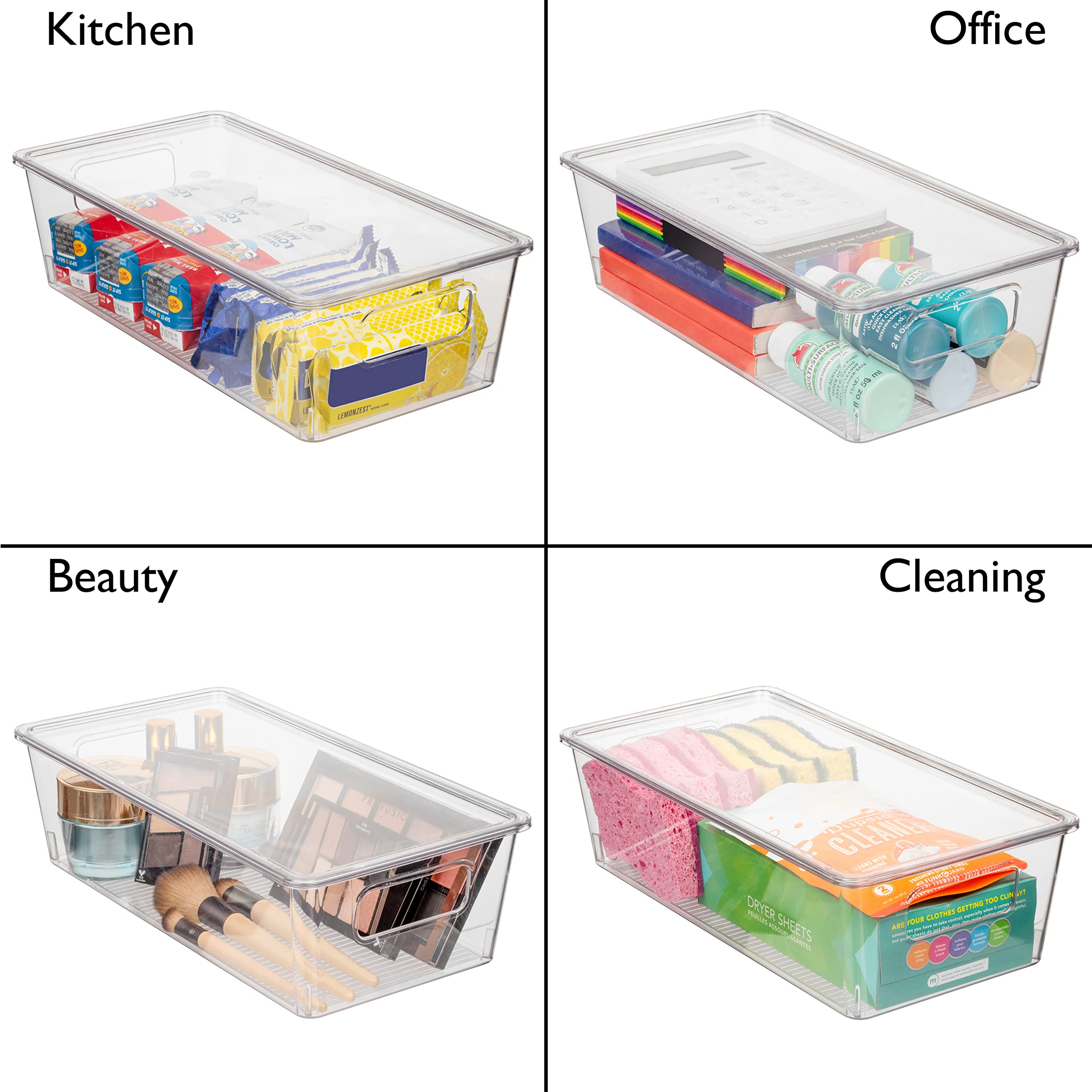 ClearSpace Plastic Pantry Organization and Storage Bins With Lids β Perfect for Kitchen, Fridge, Refrigerator,Cabinet Organizers