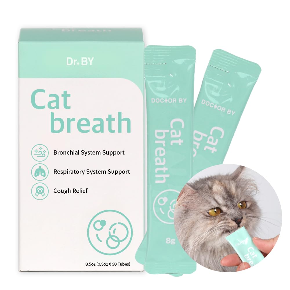 Doctorby Cat Breath Bronchial Supplements - Cat Nose Relief Sneezing runny Nose Drops Respiratory Function & Immune Support with TF-343-30 Individually Packaged (1 Pack (30 Count)), Chicken