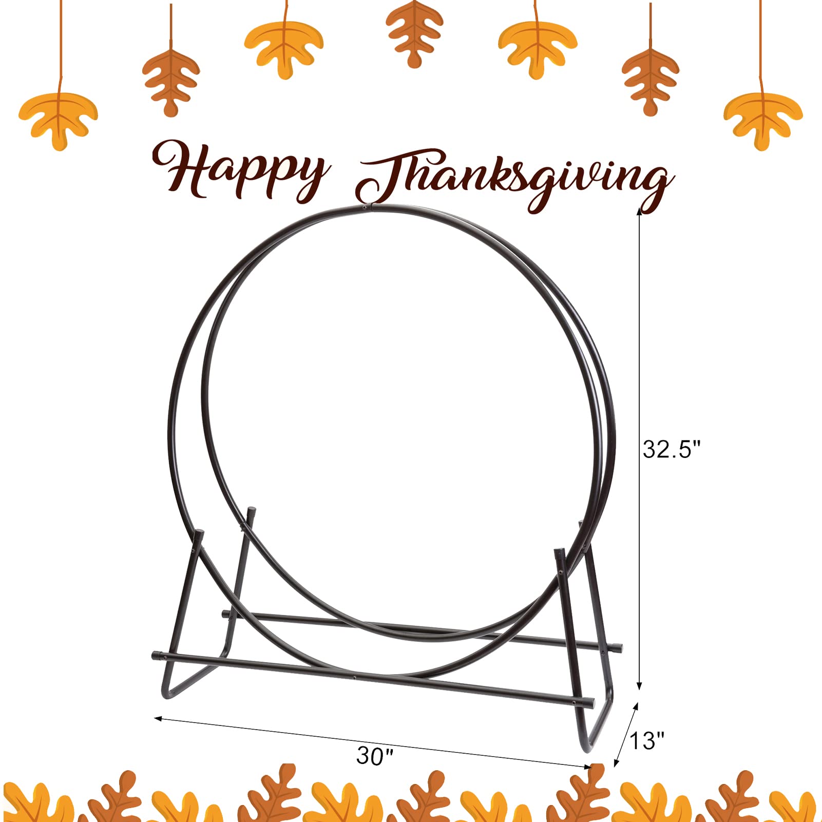 DOEWORKS 30 Inches Medium Round Steel Firewood Racks Heavy Duty Holder Log Rack Hoop