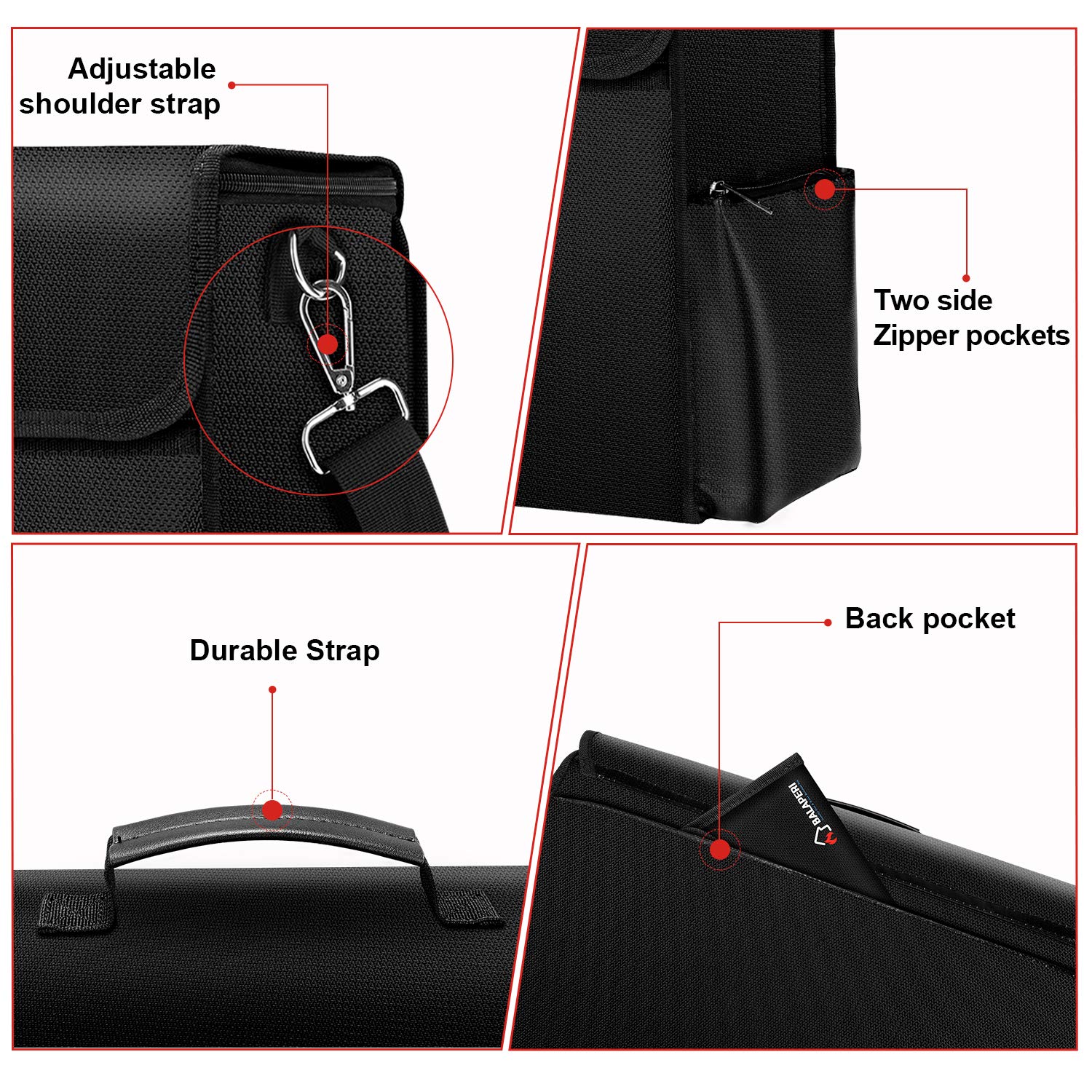 BALAPERI Extra Large Fireproof Document Bag with Money Bag, 17” x 12” x 5.8” File Organizer Bags, Fireproof Important Document Organizer with Shoulder Strap, Portable Filing Storage for Legal Files