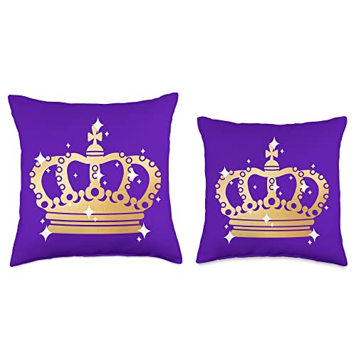 Crown King Queen Princess Royal Gift Queen King Royal Crown Throw Pillow, 18x18, Multicolor