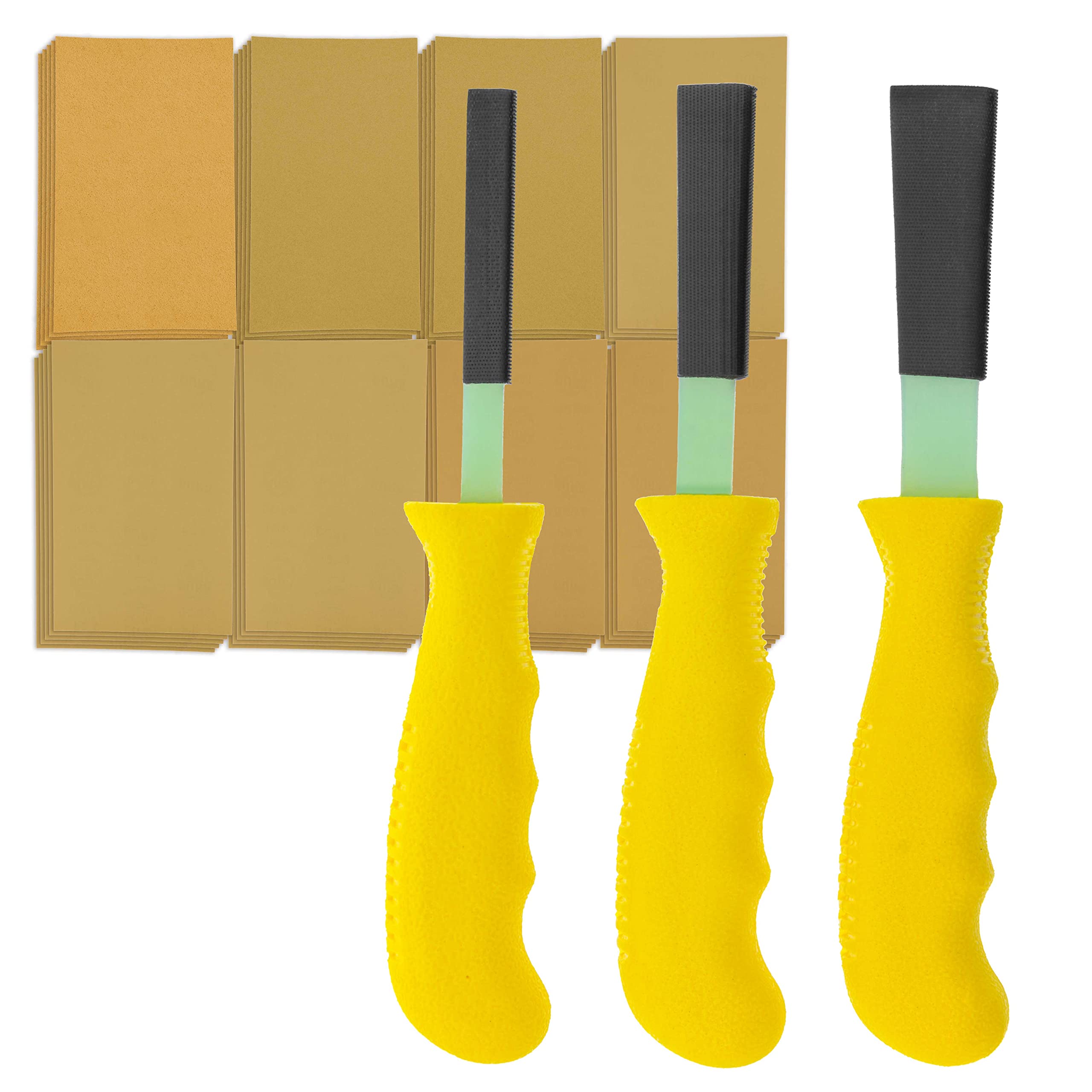 Dura-Gold Sanding Stick Kit with Ergo Handle Yellow Flat with 40 sheet Sandpaper Starter Kit
