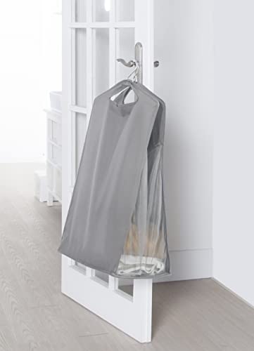STORAGE MANIAC 2-Pack Hanging Laundry Hamper, Front See-Through Mesh Bag, Slim Basket, Double Hanging Closet Hamper, Narrow Organizer, Grey