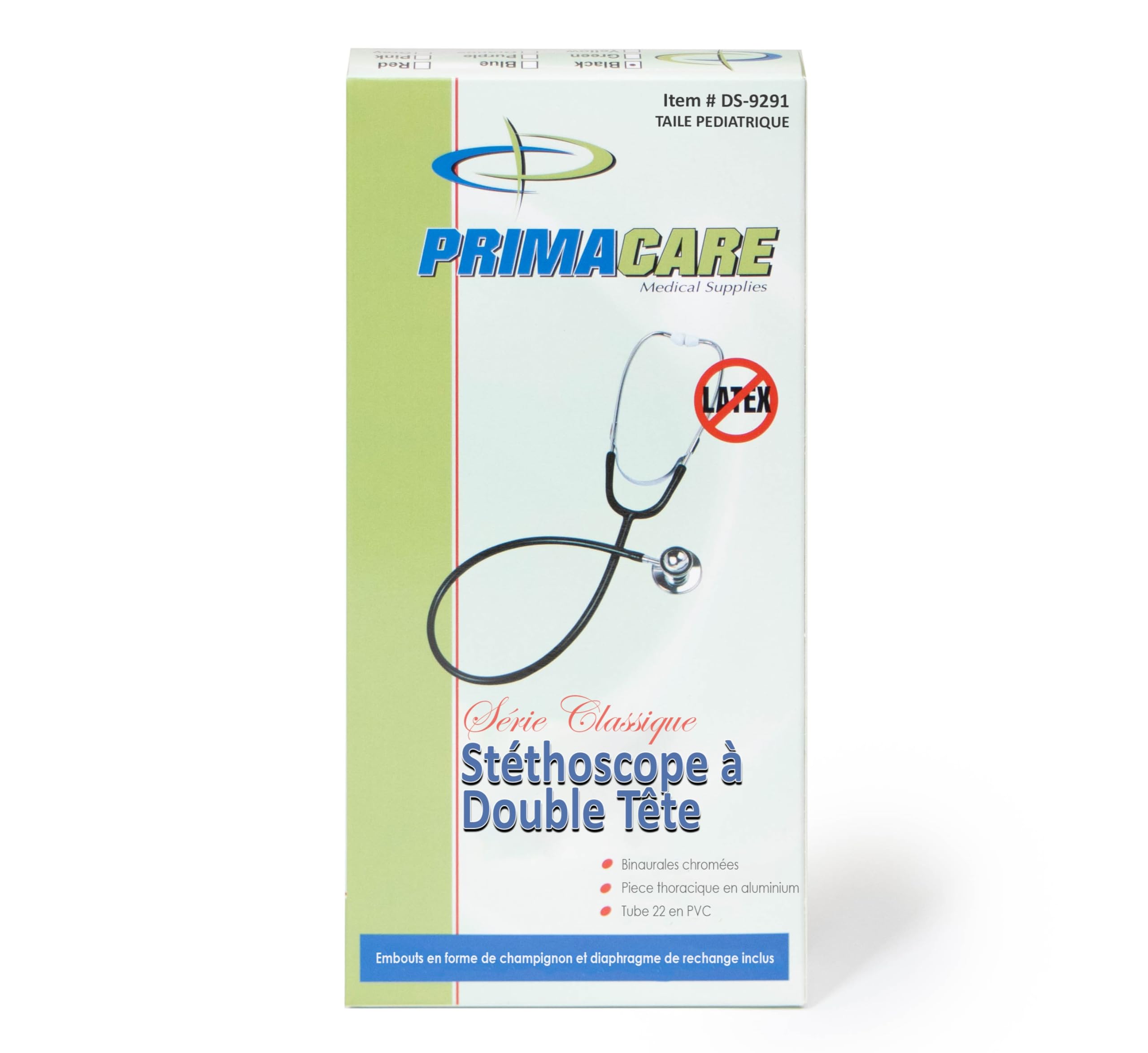 PrimaCare DS-9291-BL Pediatric Size 22" Stethoscope for Clinical and Screening Instrument, Lightweight and Aluminum Dual Head Flexible Stethoscope, Blue