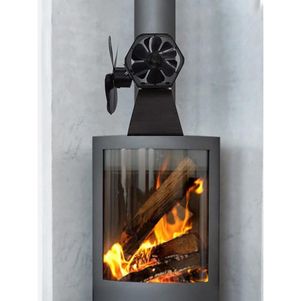 UXZDX CUJUX Foreign Trade Fireplace Thermal Power Double Fan Blade Fan Wood Fireplace Fan (Color : Black, Size : 181419cm)