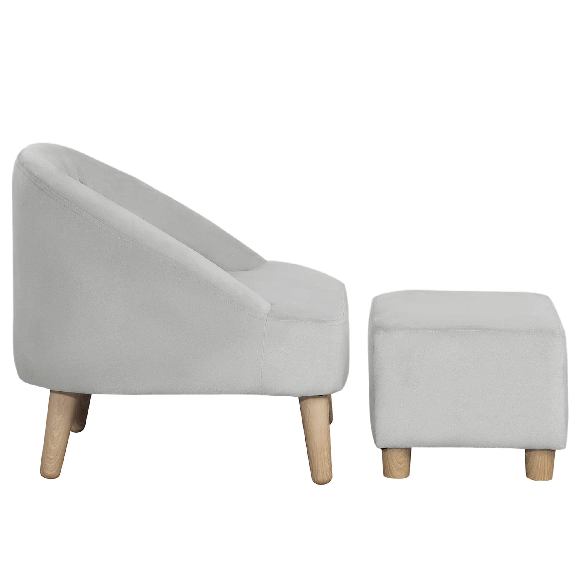 Qaba Kids Sofa Set, Toddler Chair, Sofa & Ottoman for Bedroom, Playroom, Children's Couch for 3-5 Years, Grey