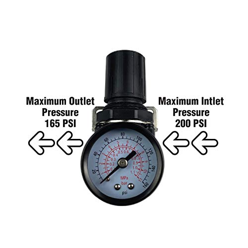 Primefit R1401G Mini Air Regulator with steel-Protected Gauge, 60-Scfm At 100-Psi, 1/4" Npt