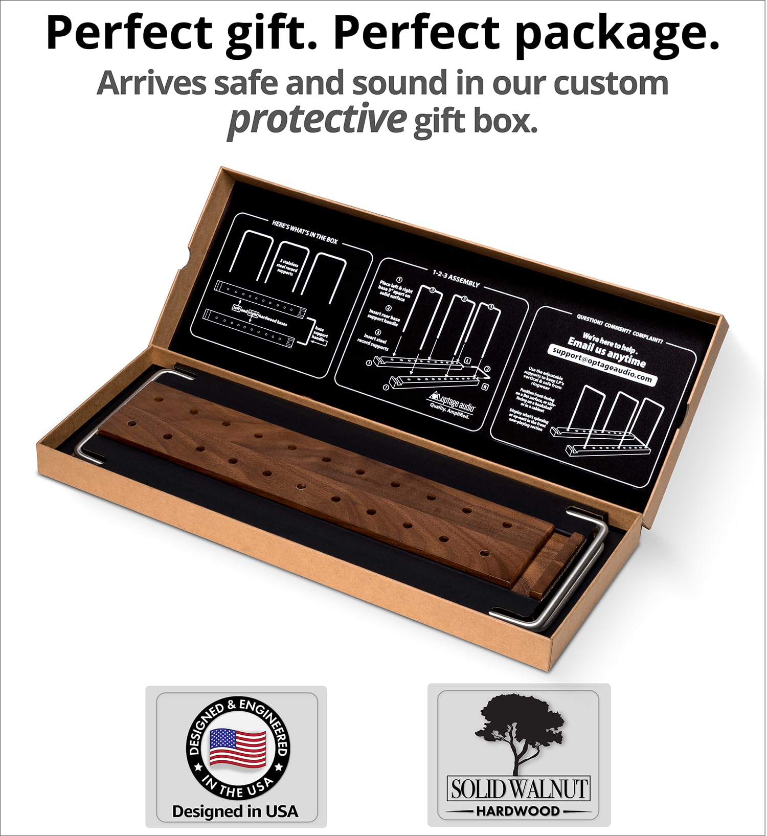 Durable Vinyl Record Storage Holder for 75 LPs, Solid Walnut Vinyl Record Stand with Built-in Now Playing Display, Sleek Vinyl Record Holder & Display for Albums