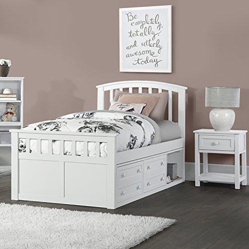 Hillsdale Furniture Hillsdale Charlie Captains Bed With One Storage Unit, Twin, White
