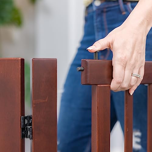 Primetime Petz 360 Configurable Dog Gate with Door โ Indoor Freestanding Walk Through Wood Pet Gate,Walnut