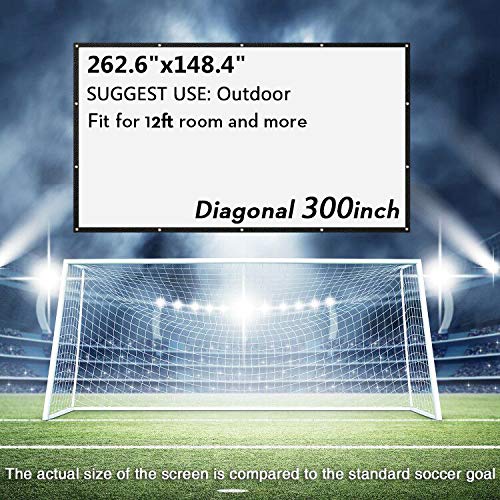 NIERBO Huge Large Projector Screen 300 inch of Canvas Material 16:9 Projection Movies Screen Outdoor Projection Screen for Church School Home Indoor 1.6 Gain Not Include Mount