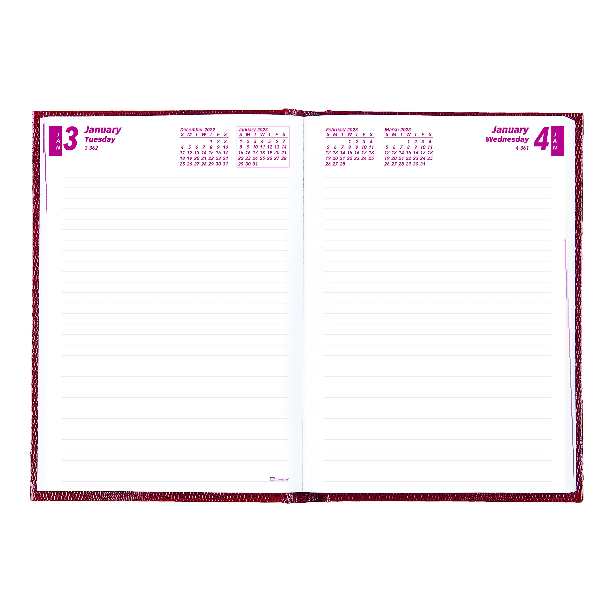 Brownline 2023 Traditional Daily/Monthly Planner, Untimed Journal, 12 Months, January to December, Perfect Binding, 8.25" x 5.75", Bright Red (CB389.RED-23)
