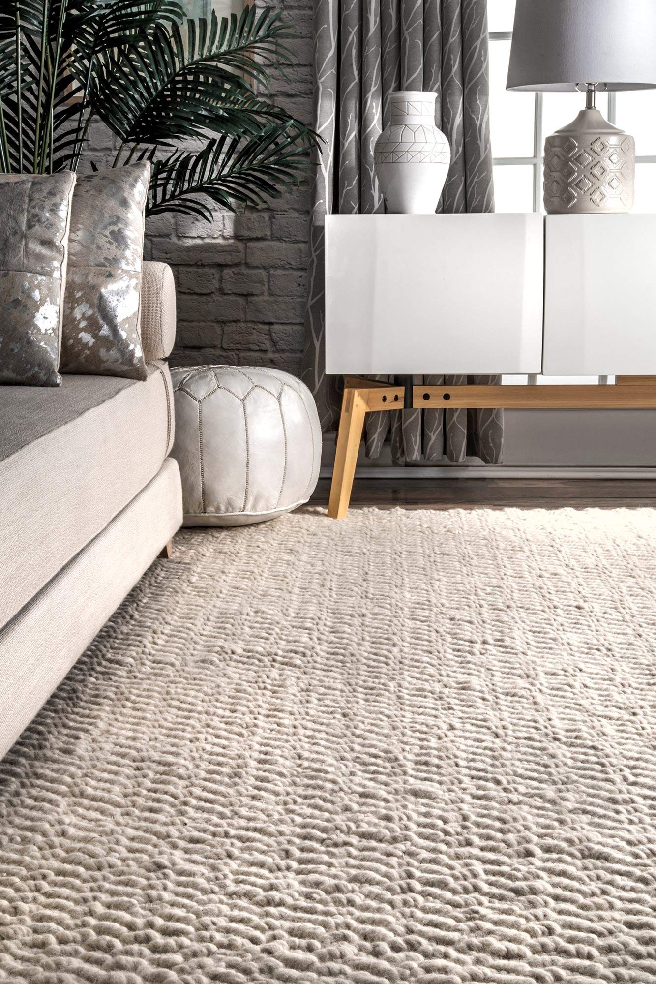 nuLOOM Glendora Hand Woven Chevron Area Rug, 8' 6" x 11' 6", Ivory