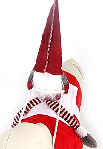 Dog Christmas Costume Santa Claus Riding on Dog Apparel Party Dressing Up Clothing for Pet Christmas Riding Outfit for Dogs Hoodie Coat Clothes Xmas Costumes (Medium)