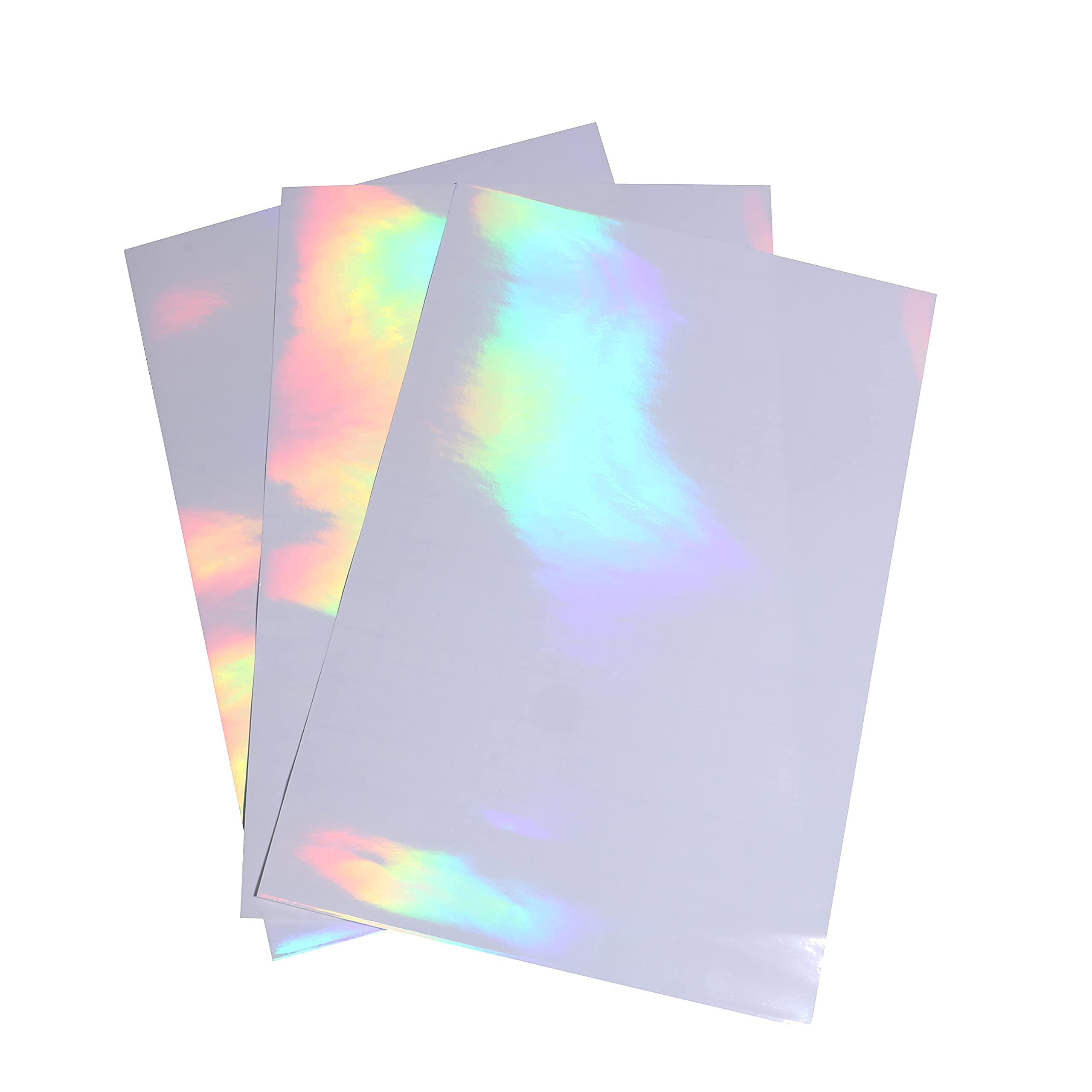 Bleidruck 50 Sheets Paper - 25 sheets 8.25x11.7 Inches Holographic Premium Cold Laminated Film & 25 Sheets A4 Crystal Clear Printable Vinyl Sticker Paper