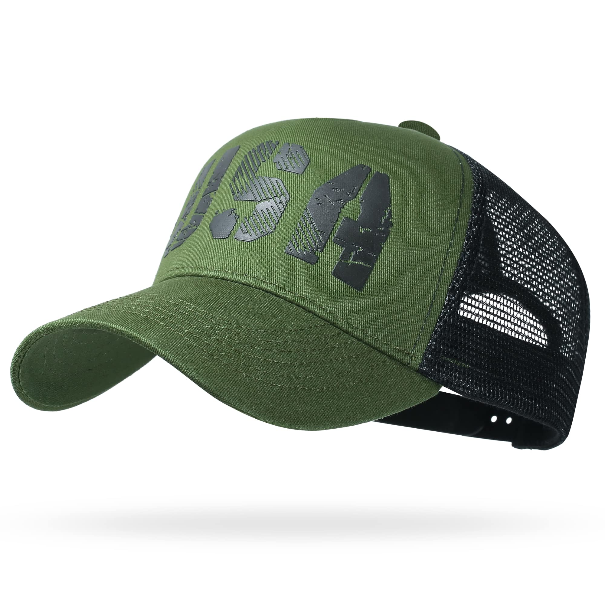 AURR USA Trucker Hat - American Flag Hat for Men & Women - Adjustable Baseball Cap, Snapback Closure - One Size Fits Most Olive