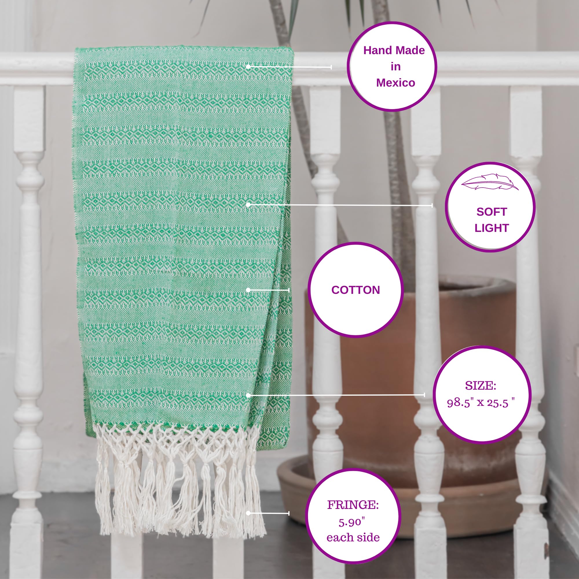 Baby Trapoz Mexican Rebozo Shawl, Ideal for Natural Birth, Doula Massage, 98.5", Purple