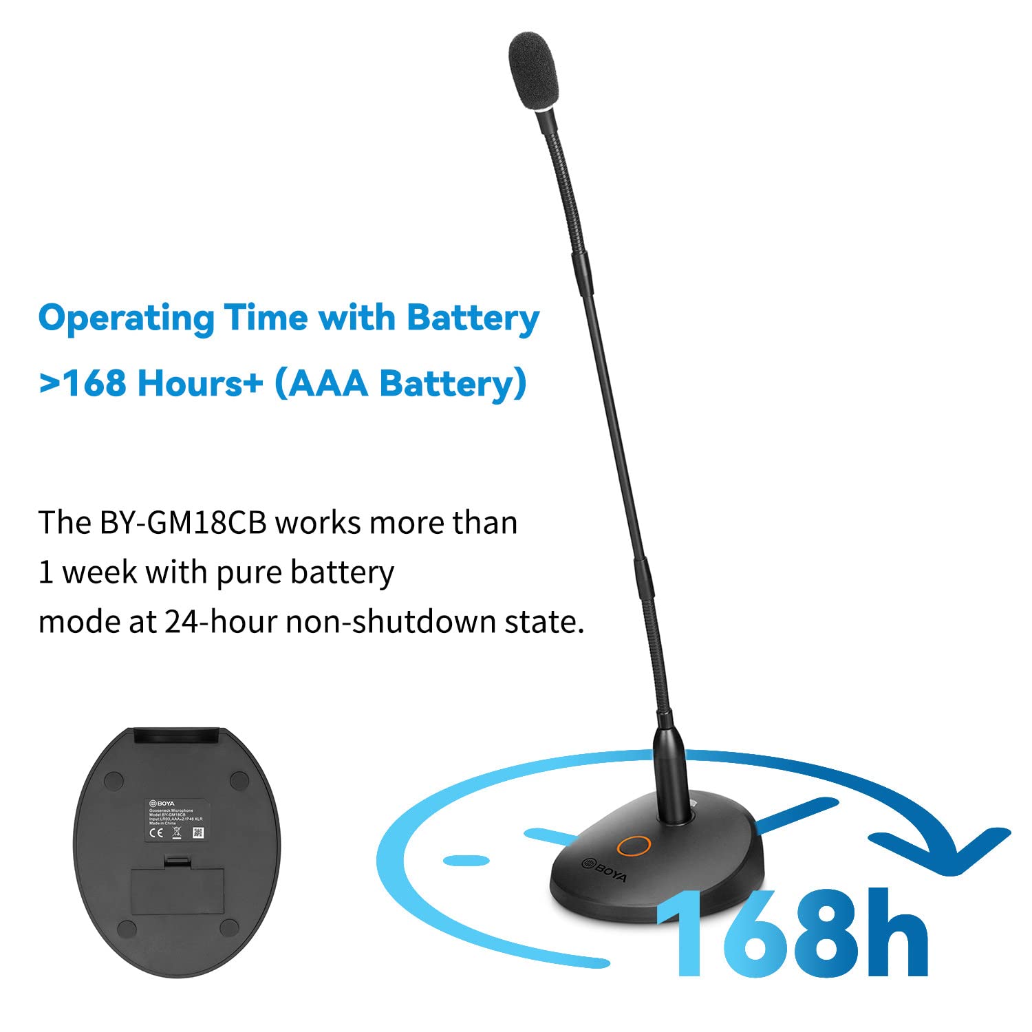 BOYA BY-GM18CB Podium Microphone,18" Gooseneck Microphone with XLR 48V Phantom Power LED Indicator,Desk Microphone for Conference Video Live Streaming Lecture Speech Podcast