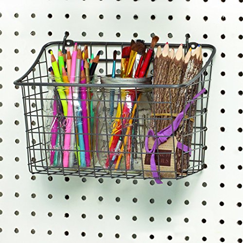 Spectrum Diversified 10" x 5" x 7" Pegboard & Wall Mount Basket, 10"L x 7"W, Industrial Gray