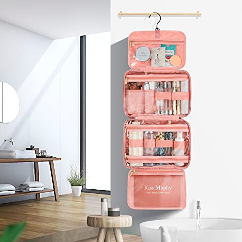 BOOMRICH Travel Toiletry Bag, Hanging Toiletry Bag Cosmetic Bag, Makeup Bag Organizer for Accessories, Shampoo, Full Sized Toiletries (Pink, Medium)