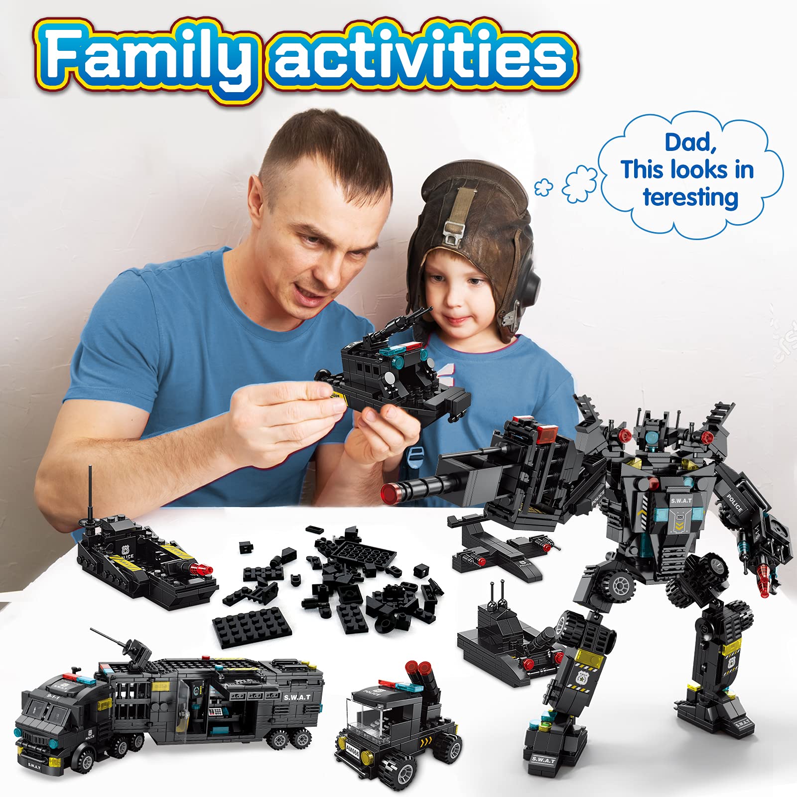 HISTOYE 2 in 1 Excavator or Robot Building Toys Kit Building Blocks Set for Kids 6-12 Erector Set for Boys Age 8-12 Engineering STEM Projects Building Toy Gift for 6 7 8 9 10 11 12 Year Old Boys Kids