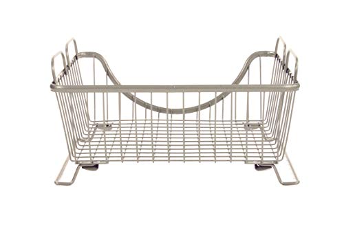 Spectrum Diversified Ashley Stackable Tray, Wire Basket with Raised Feet and Looped Handles Modular Stacking Bin System for Kitchen Countertop & Desk Organization, Satin Nickel