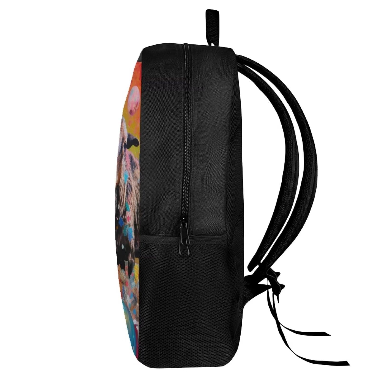 Black Kids Animal Sheep Backpack for Boys Girls Lightweight Comfy Padded Durable Elementary Cute School Backpack 17 Inch Novelty Student Child Personalized Bookbag