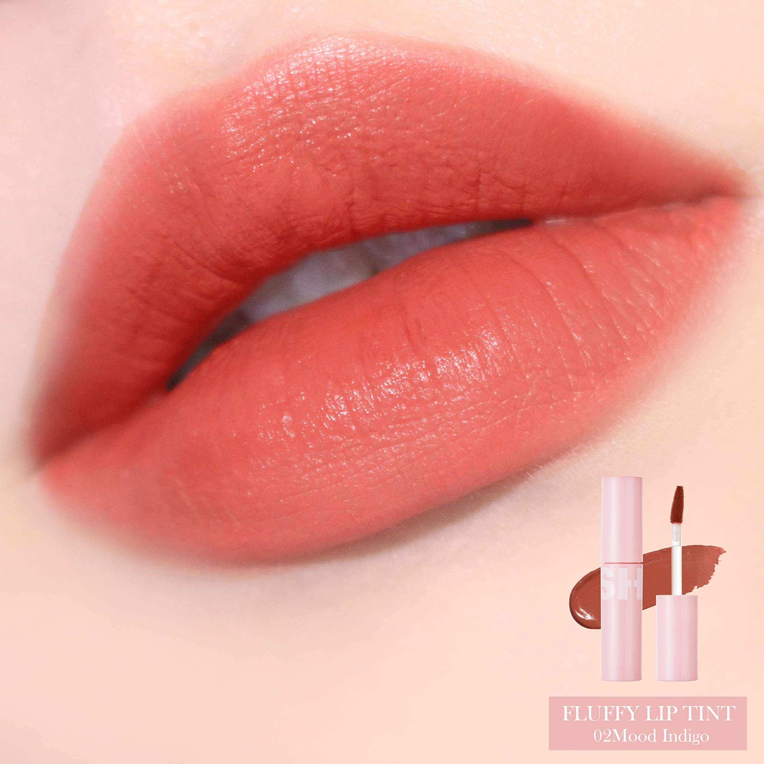 BLESSED MOON FLUFFY LIP TINTㅣ Long Lasting and Highly Pigmented Reb-Brown Cherry Matte Lip Tint, Moisturizing and Nourshing Lip Tint (02 MOOD INDIGO)