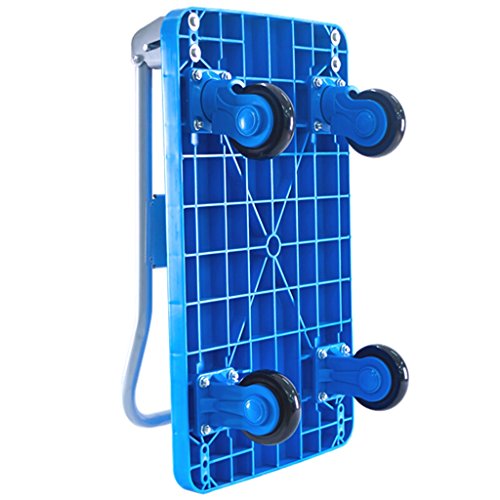 BJL-Hang Truck Utility Vehicle Plastic Van Medium 80x50cm Trolley Hand Truck Blue Flatbed Folding Trolleys Load 250KG OYO (Color : Blue)