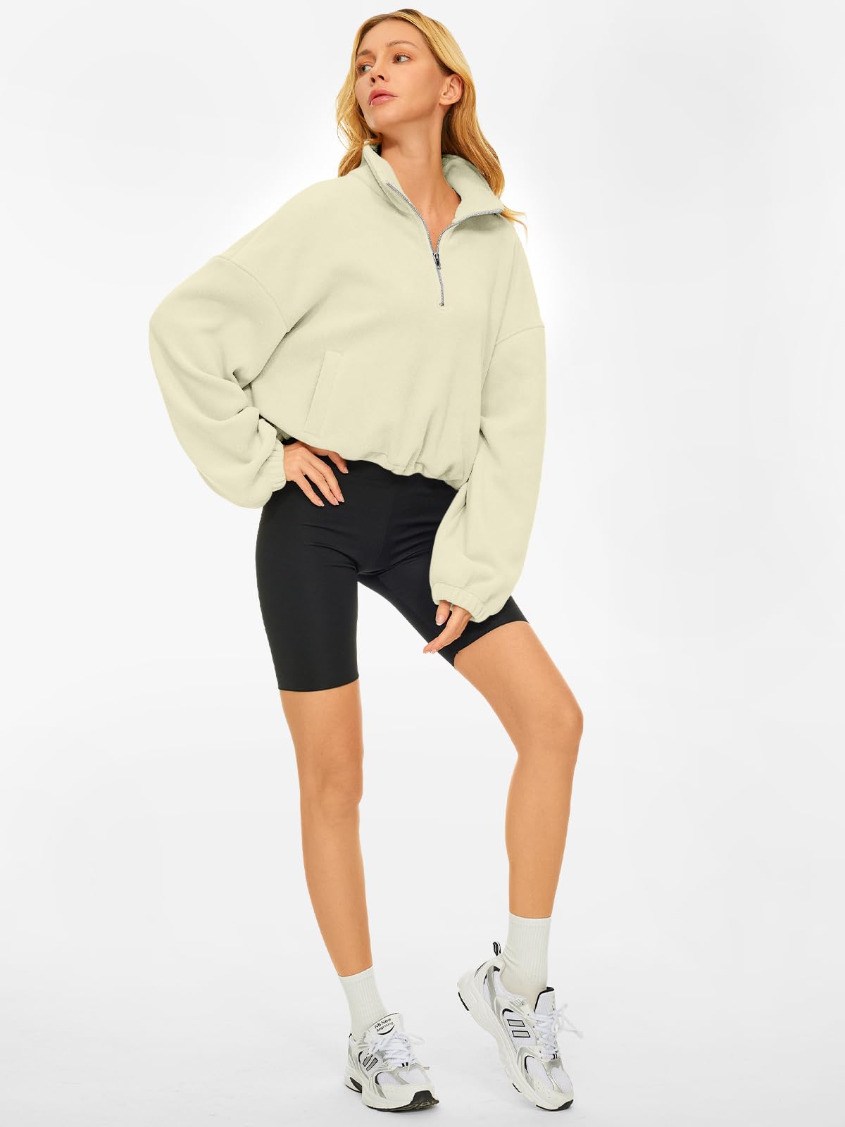 AUTOMET Womens Hoodies Oversized Half Zip Pullover Long Sleeve Fleece Sweatshirts Trendy Quarter Zip Fall Sweaters Teen Girls Y2K Clothes Grey