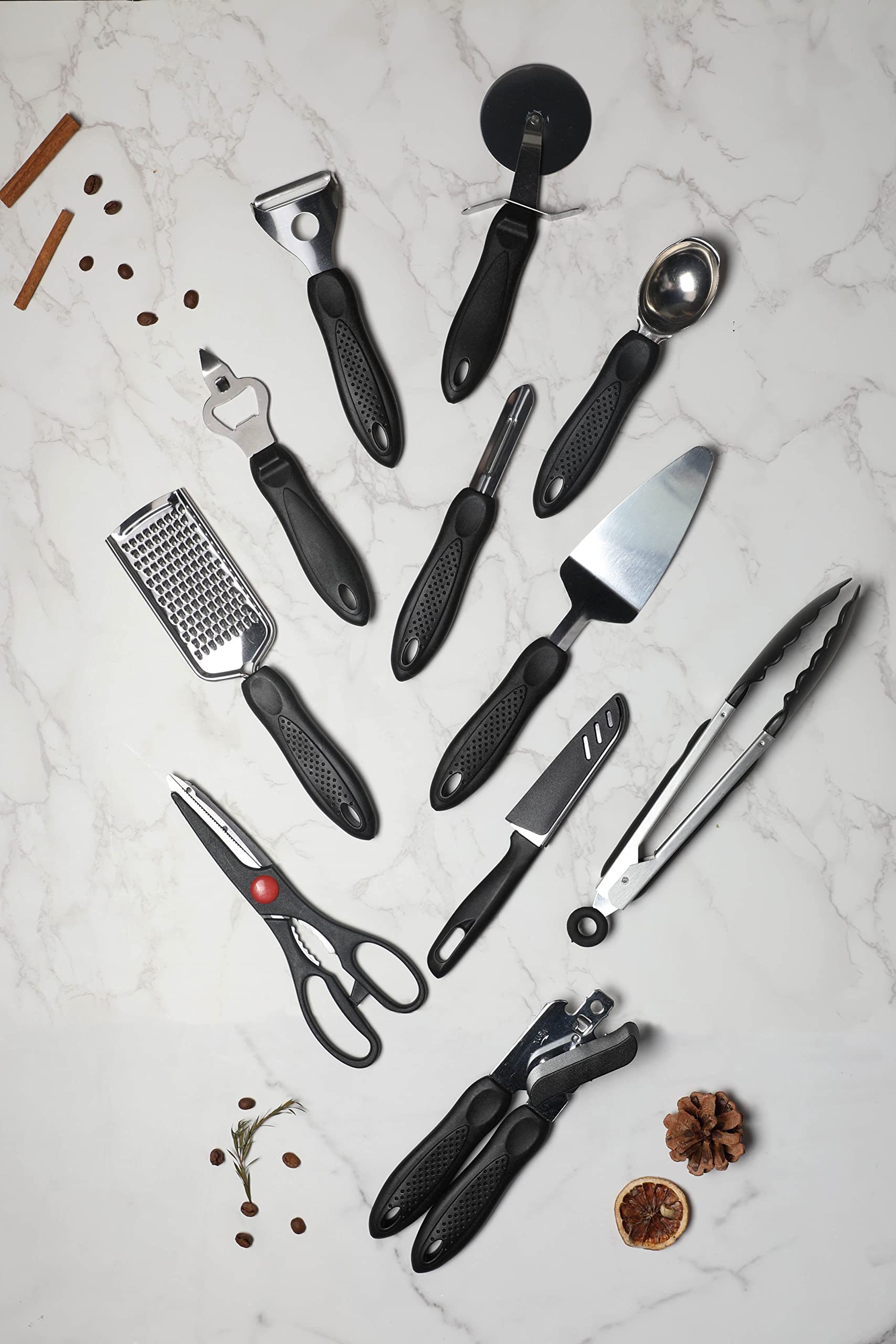 Black Nordic Style Aluminium Utensils Kit Cooking Accessories Portable Restaurant Home Non-stick Silicone Cooking Kitchen Utensils Set