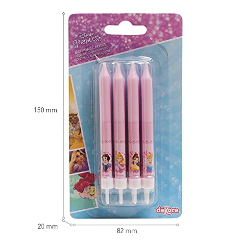 Dekora - 346175 Princesses Set of 8 Pink Wax Stick Candles 8 x 8 x 12 cm