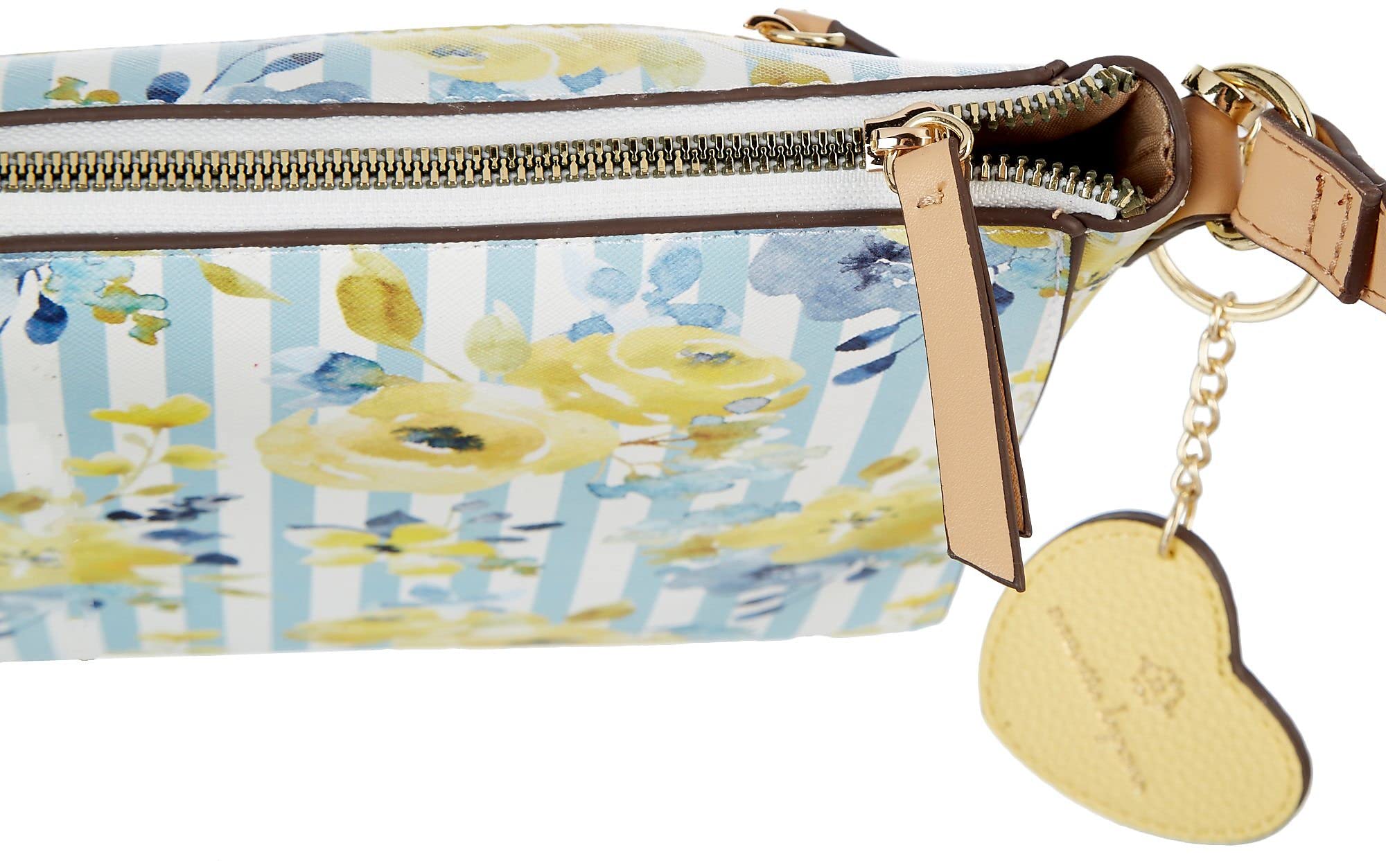 Nanette Lepore Harriett Print Crossbody with Mirror Key Ring Stripe Floral One Size