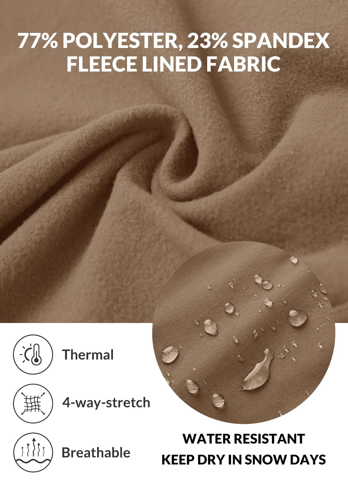 BALEAF Women's Winter Riding Pants Horse Breeches Knee-Patch Fleece Horseback Equestrian Tights Pockets Leggings Brown M