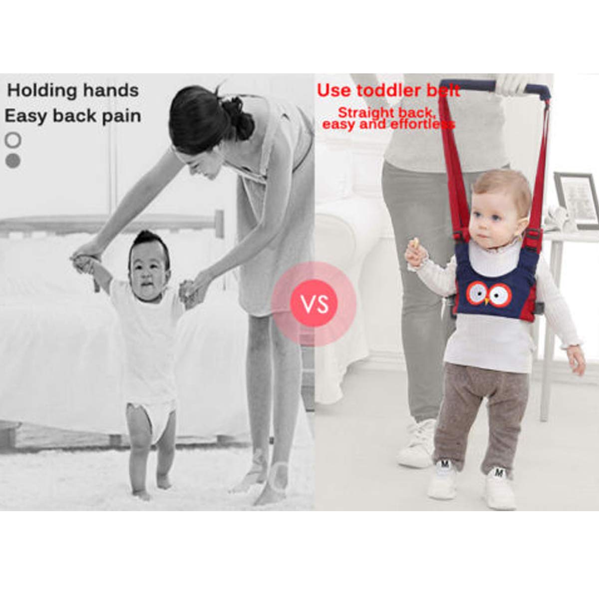 Baby Walker Toddler Walking Harness Safety Assistant Learning Walk Helper Protective Belt Breathable Handheld Adjustable Wings for 6-24 Months (Yellow, A)