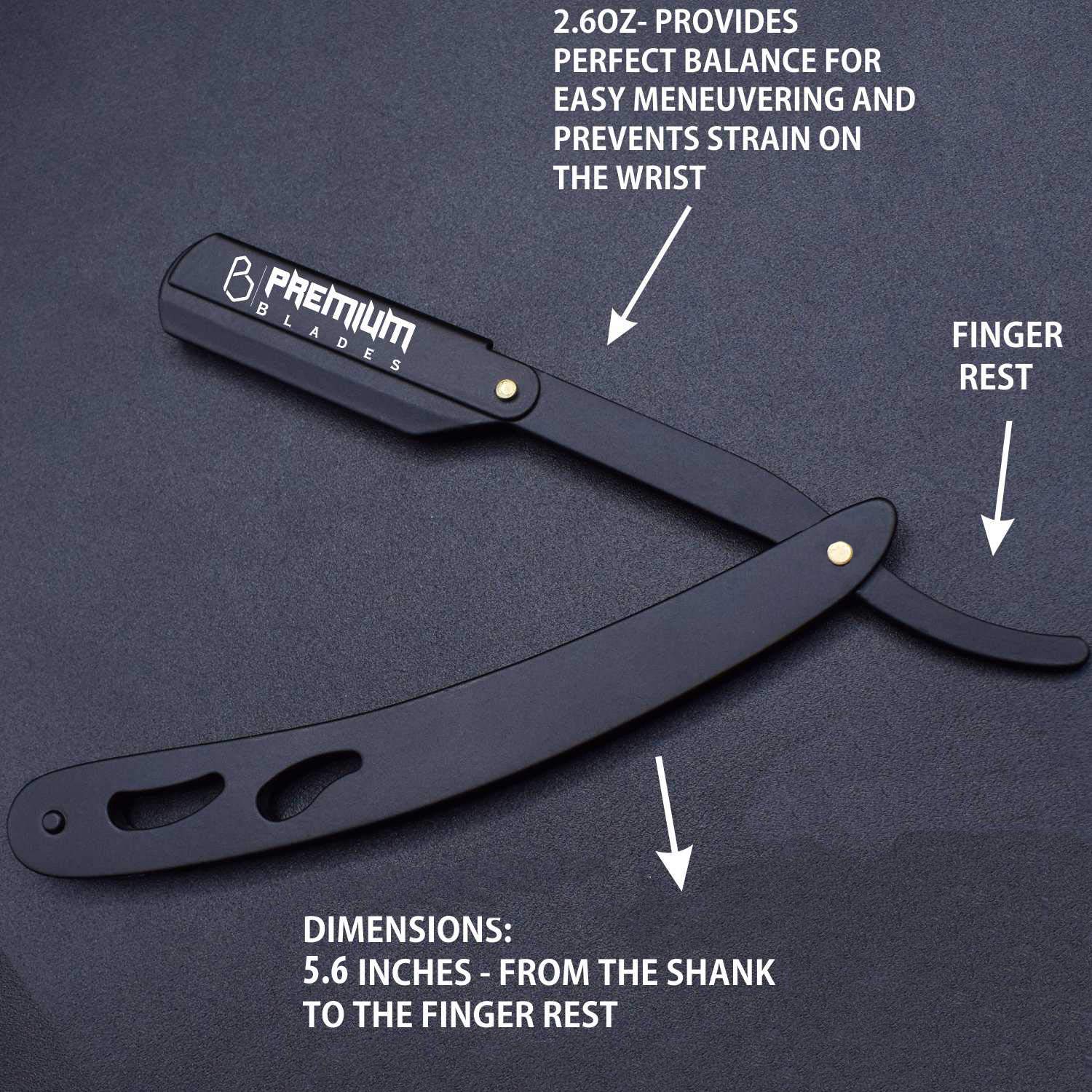 Black Petal Handle Barber Razor, Razor for men, Professional Changeable Half Blade Straight Edge Razor for men/women by "Premium Blades"