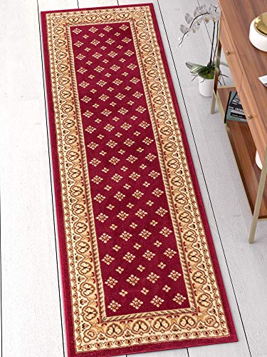 Noble Palace Red French European Formal Traditional Rug ( 2'3" x 7'3" Runner ) Easy to Clean Stain Fade Resistant Shed Free Modern Contemporary Floral Transitional Soft Living Dining Room Rug