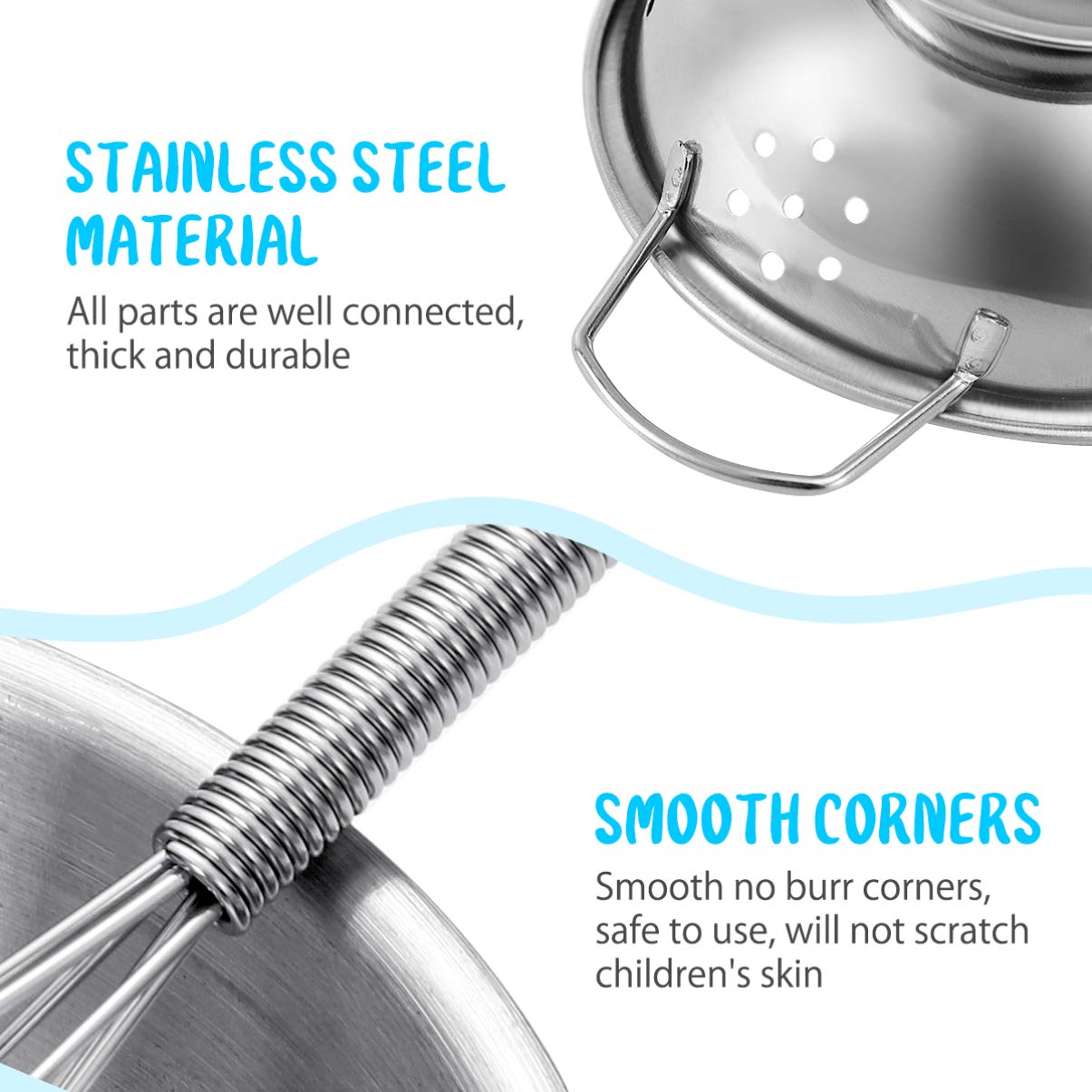 NUOBESTY 16pcs Play Kitchen Accessories Play Pots and Pans Toys for Kids Kitchen Cooking Utensils Kitchen playset Household Pot Set Toddler