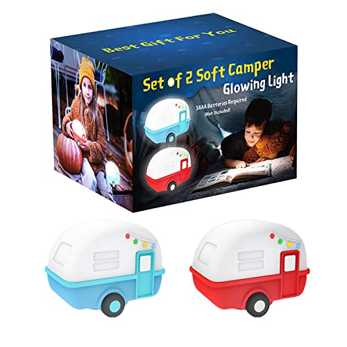 Nianjida Camper Night Light for Kids, 2pcs RV Design Warm Nursery Night Lights with Battery Powered, Cute Lamp for Boys and Girls, Portable Nightlights for Children, Toddlers, RV Gifts