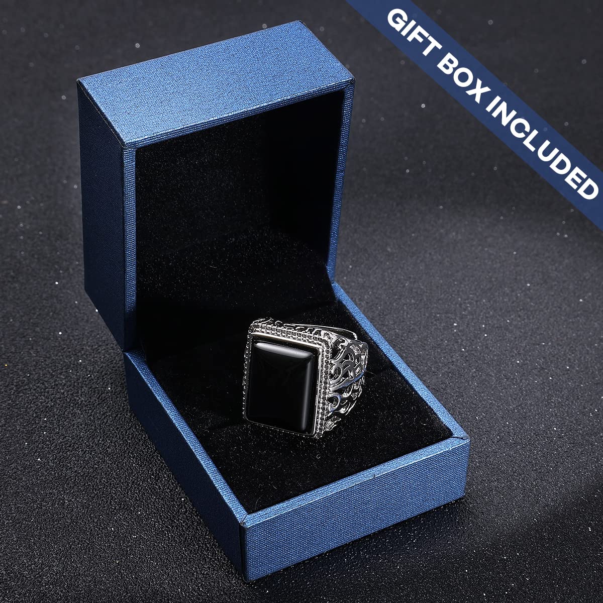 Black Onyx Rings for Women Men,925 Sterling Silver Handmade Ring