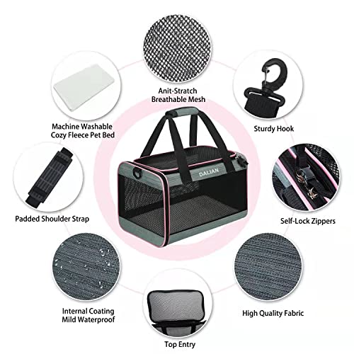 DALIAN Dog Soft-Sided Carriers, Airline Approved Pet Carrier for Travel, Maximum Pet Weight 18 Pounds