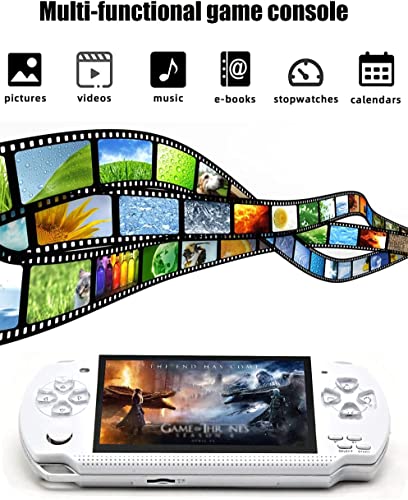 KToyoung Handheld Game Console, Built-in 1200 Games 4.3ββ HD Screen Retro Gaming System, Support TV Output, Portable Rechargeable Game Console with Dual Joystick, Best Gift for Kids and Adult (White)